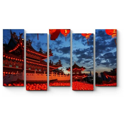 Модульная картина Храм Тянь Хоу в сумерках140x81