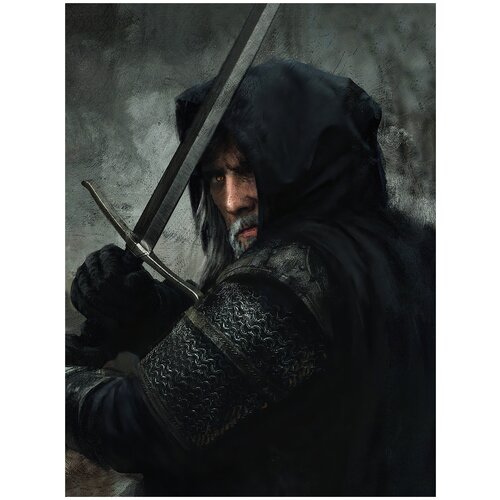 Постер / Плакат / Картина Ведьмак. Геральт с мечом 50х70 см в раме