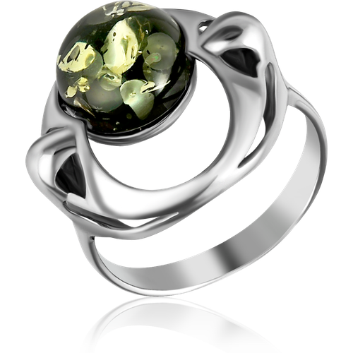 Кольцо Diamant online, серебро, 925 проба, янтарь, размер 17, оранжевый