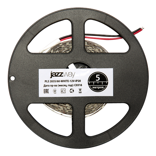 Светодиодная лента jazzway PLS 2835/60-WW IP20, 5 м, светодиодов: 300 шт., 1 Вт, белый, 3500 К, 5 шт.