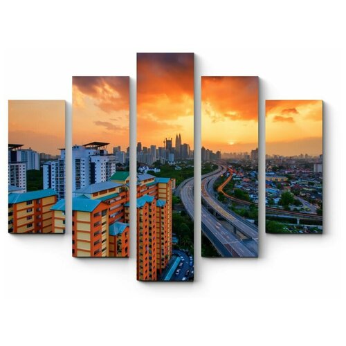 Модульная картина Пылающий закат над Куала-Лумпур85x68