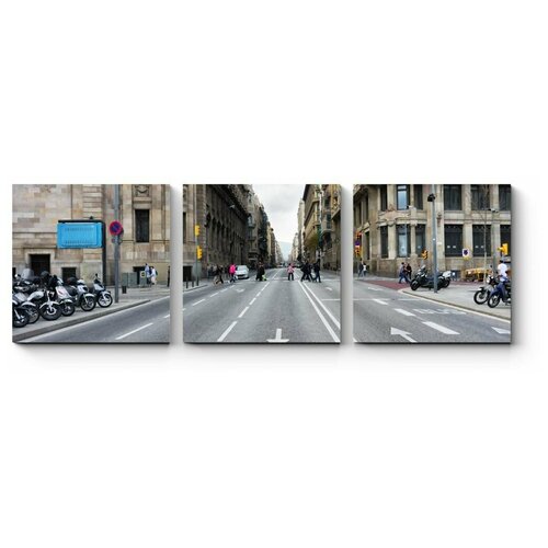 Модульная картина Пустая дорога в центре Барселоны110x37
