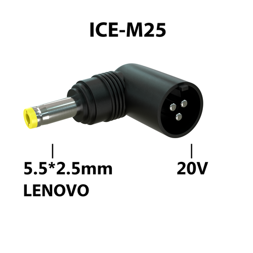 Коннектор адаптер переходник питания для ноутбука Lenovo, Lenovo IdeaPad, Lenovo M Series, ICEPAD ICE-M25 гнездо 3 pin 20V-5,5*2,5 mm, угловой