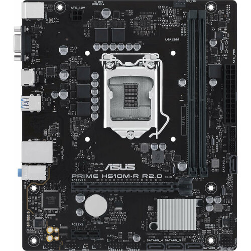 ASUS Материнская плата Asus PRIME H510M-R R2.0-SI Soc-1200 Intel H470 2xDDR4 mATX AC`97 8ch(7.1) GbLAN+VGA+HDMI White Box