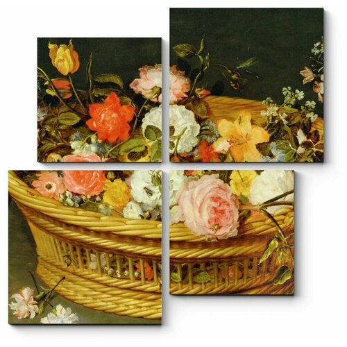 Модульная картина Корзинка с розами70x70