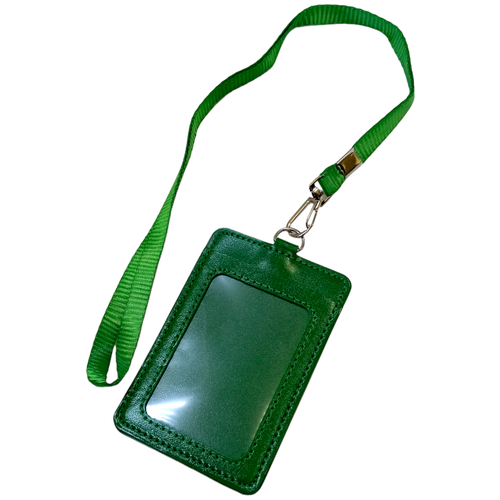 Бейдж для офиса картхолдер чехол для карт бейджик кошелек визитница для пропуска / проездного на длинном шнурке, бейдж для офиса зеленый