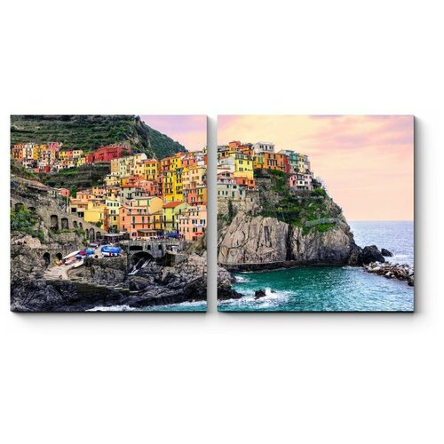 Модульная картина Красочные дома на скале над Средиземным морем 170x85
