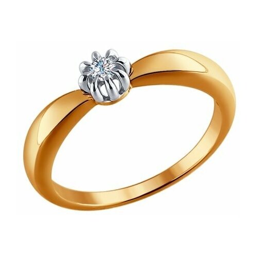 Кольцо помолвочное Diamant online, золото, 585 проба, бриллиант, размер 16.5