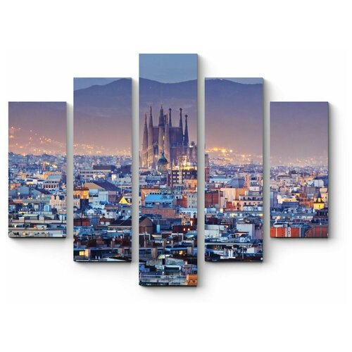 Модульная картина Величественная Барселона в сумерках125x100