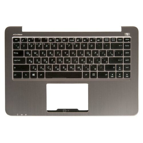 Клавиатура для ноутбука Asus E403SA-3A с топкейсом светло-стальная панель черные кнопки