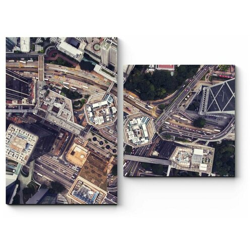 Модульная картина Взгляд на город с высоты птичьего полета130x98
