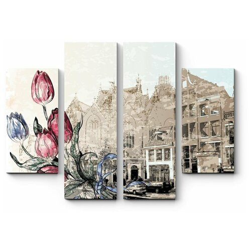 Модульная картина Винтажный Амстердам 80x60