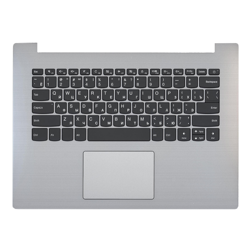 Клавиатура (топ-панель) для ноутбука Lenovo IdeaPad 330-14 черная с серебристым топкейсом, с подсветкой