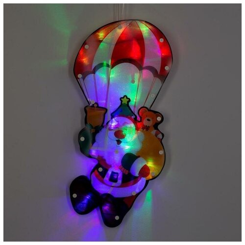 Светодиодная фигура «Дед Мороз на парашюте» 19 × 42 см, пластик, 220 В, свечение мульти (RG/RB)