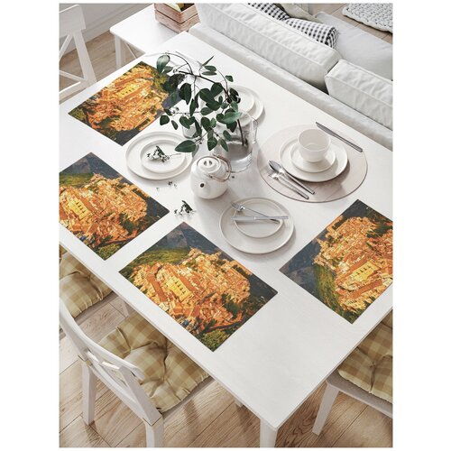 Салфетки на стол для сервировки прямоугольные, плейсмат JoyArty "Итальянская Сицилия", 32x46 см, в комплекте 4шт.