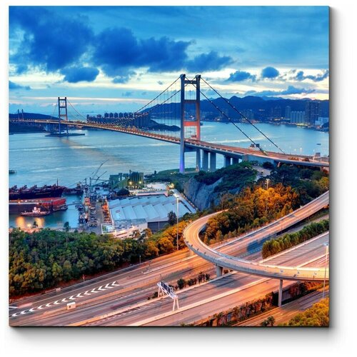 Модульная картина Великолепный вид на знаменитый мост Гонконга 30x30