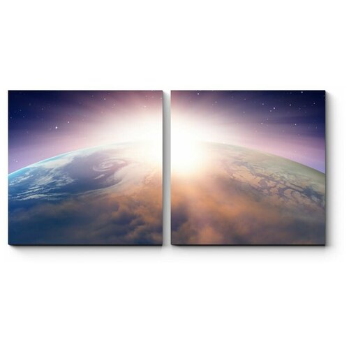 Модульная картина Захватывающий закат над Землей 150x75