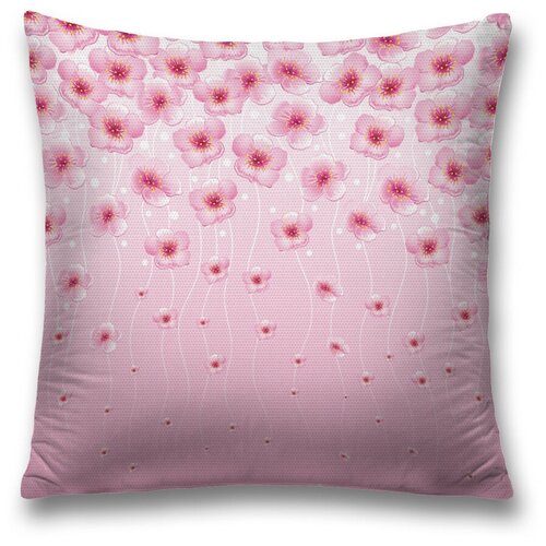 Наволочка декоративная на молнии, чехол на подушку JoyArty "Цветы вишни" 45х45 см