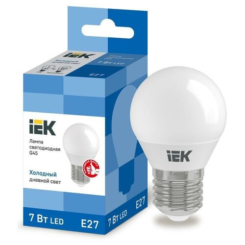 Лампа светодиодная ECO G45 7Вт шар 6500К E27 230В | код LLE-G45-7-230-65-E27 | IEK (7шт. в упак.)