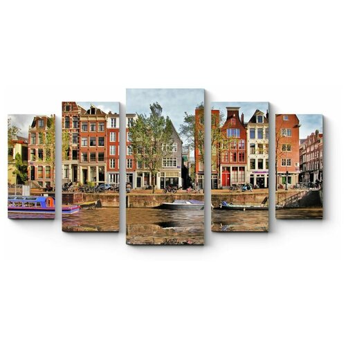 Модульная картина Зеркальная гладь канала, Амстердам 130x72