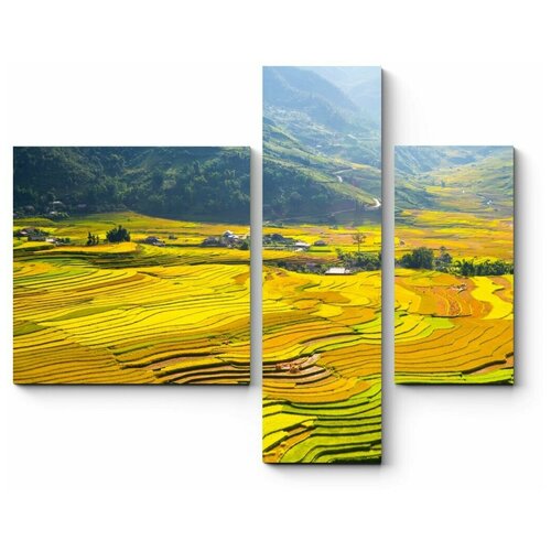 Модульная картина Рисовые поля у подножия гор Вьетнама 130x107