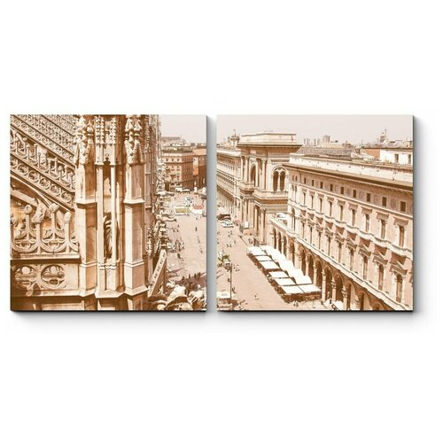 Модульная картина Винтажное фото Милана 90x45