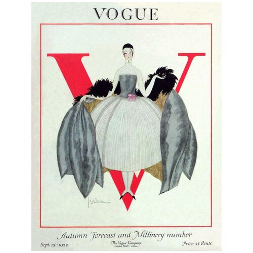 Постер / Плакат / Картина Vogue - Буква V 50х70 см в подарочном тубусе