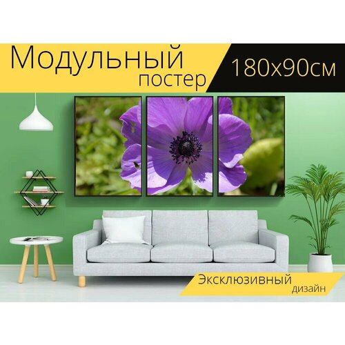 Модульный постер "Красивые цветы, цветок, фиолетовый" 180 x 90 см. для интерьера