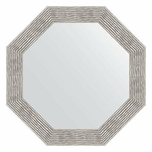 Зеркало настенное Octagon EVOFORM в багетной раме волна хром, 76,6х76,6 см, для гостиной, прихожей, кабинета, спальни и ванной комнаты, BY 3810