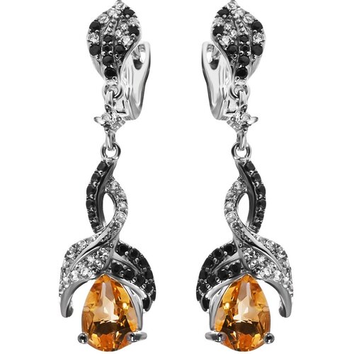 Серьги ELEMENT47, серебро, 925 проба, цитрин