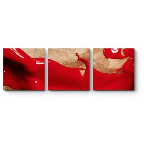 Модульная картина Красный и крафт 140x47