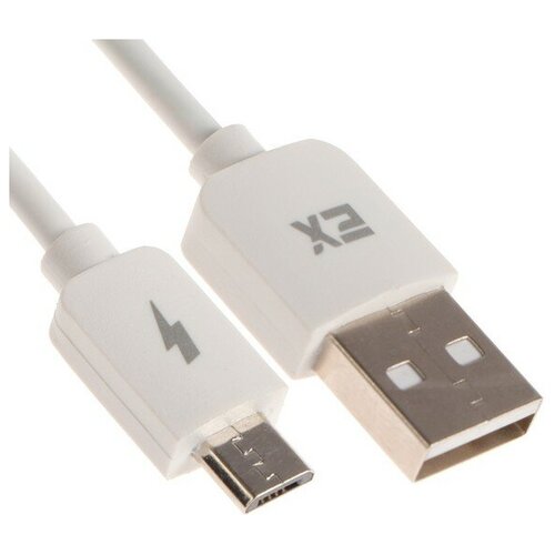 Кабель Exployd EX-K-998, microUSB - USB, 2.1 А, 1 м, силиконовая оплетка, белый