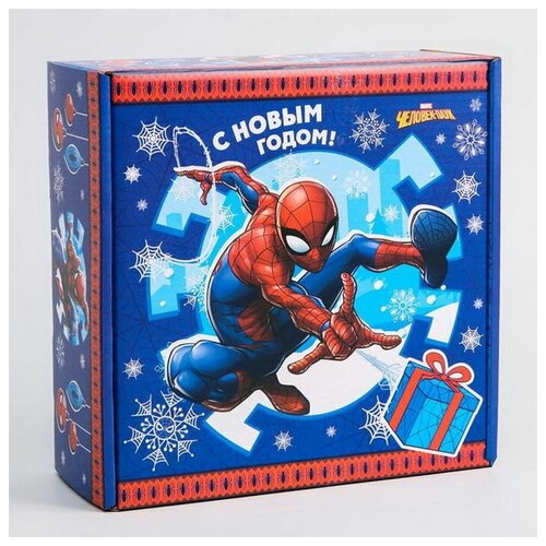 Коробка подарочная складная "С Новым Годом", Человек-паук, 24.5 x 24.5 x 9.5 см