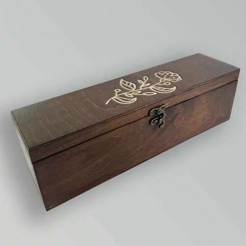 Коробка для чайных пакетиков Чайница из дерева с крышкой Иллюстрация цветок - 1269