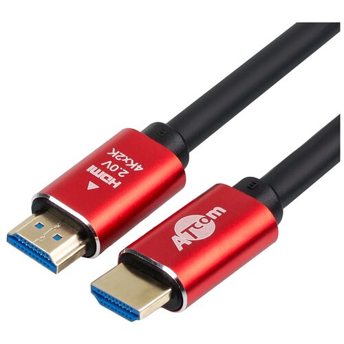 Аудио-видео, оптические шнуры Atcom Кабель HDMI-HDMI v2.0 5,0м (Red/Gold) Atcom, пакет