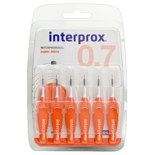 Зубной ершик InterProx Super micro 0.7, оранжевый, 6 шт., диаметр щетинок 2 мм