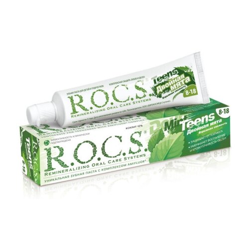 Зубная паста R.O.C.S. Teens Двойная мята 8-18 лет, 74 мл, 74 г