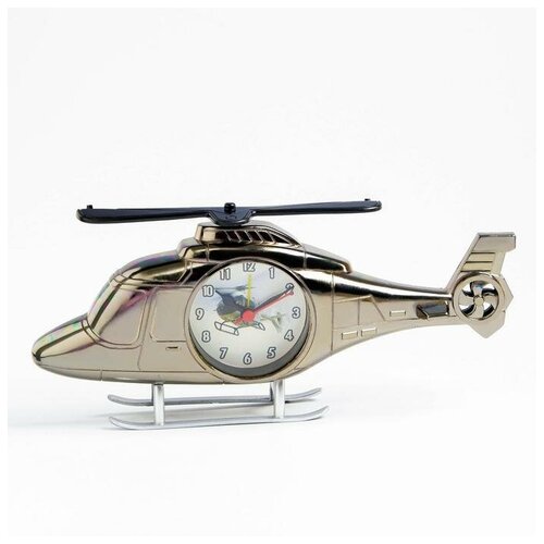 SUI Часы - будильник настольные "Вертолет", дискретный ход, циферблат d-6.5 см, 11.5 х 27 см, АА