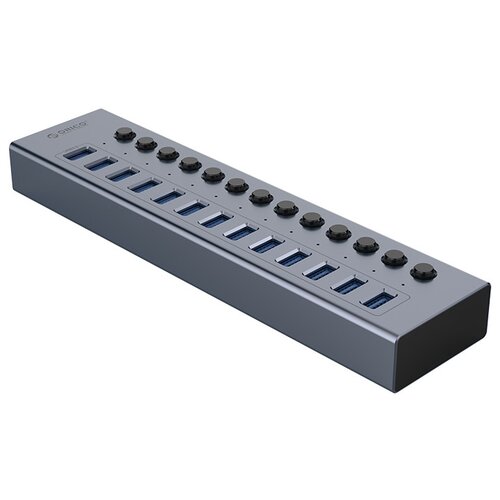 USB-концентратор  ORICO BT2U3-13AB, разъемов: 13, 100 см, серый