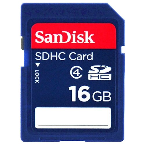 Карта памяти SanDisk SDHC 16 ГБ Class 4, 1 шт., черный