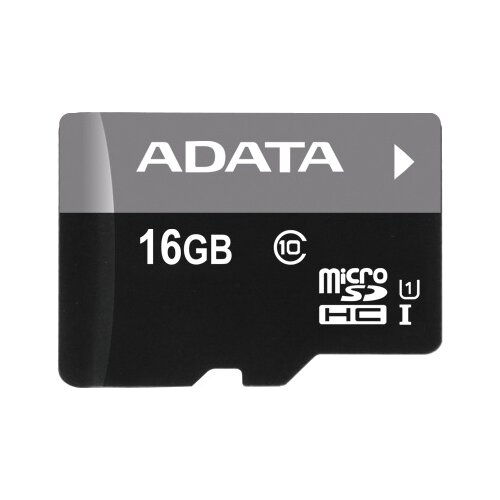 Карта памяти ADATA microSDHC 16 ГБ Class 10, V10, A1, UHS Class 1, адаптер на SD, 1 шт., черный