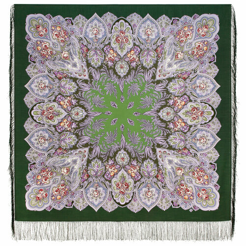 Платок Павловопосадская платочная мануфактура,125х125 см, зеленый