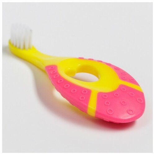 Детская зубная щетка, нейлон, с ограничителем, цвет розовый, 2 штуки