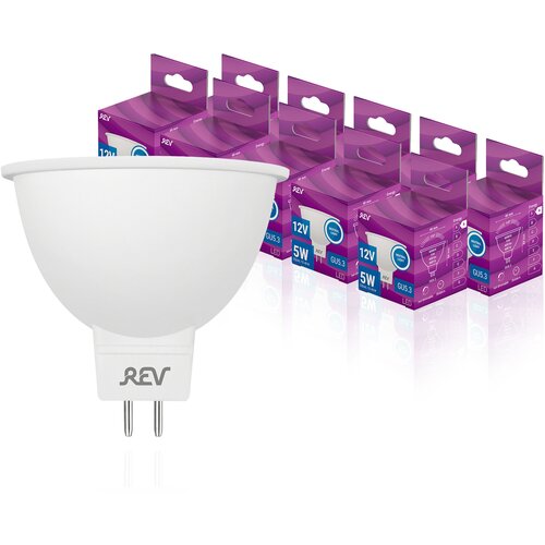 Упаковка светодиодных ламп 10 шт REV 32372 3, 4000K, GU5.3, MR16, 5 Вт, 12V