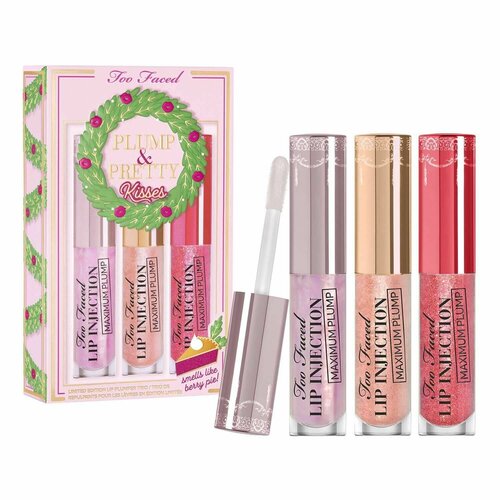 Too Faced набор блеска для губ Plump & Pretty Kisses Limited Edition Lip Plumper Trio