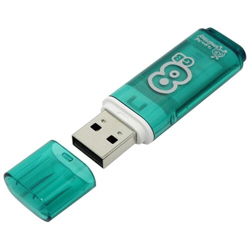 Память Smart Buy "Glossy" 8GB, USB 2.0 Flash Drive, зеленый - 3 шт.