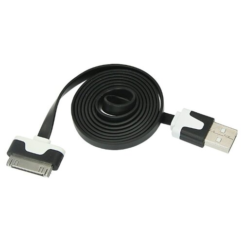 USB кабель для iPhone 4 slim шнур плоский 1 м черный