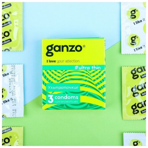Ganzo Презервативы «Ganzo» Ultra thin, ультра тонкие, 3 шт.