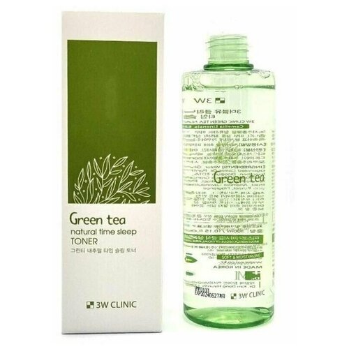 Увлажняющий тонер для лица на основе зелёного чая 3W Clinic Green Tea Natural Time Sleep Toner 300ml