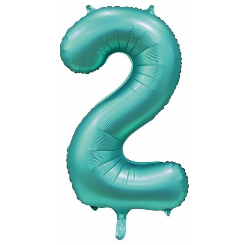 Воздушный шар фольгированный Riota Цифра 2, голубая/бирюзовая, 101 см